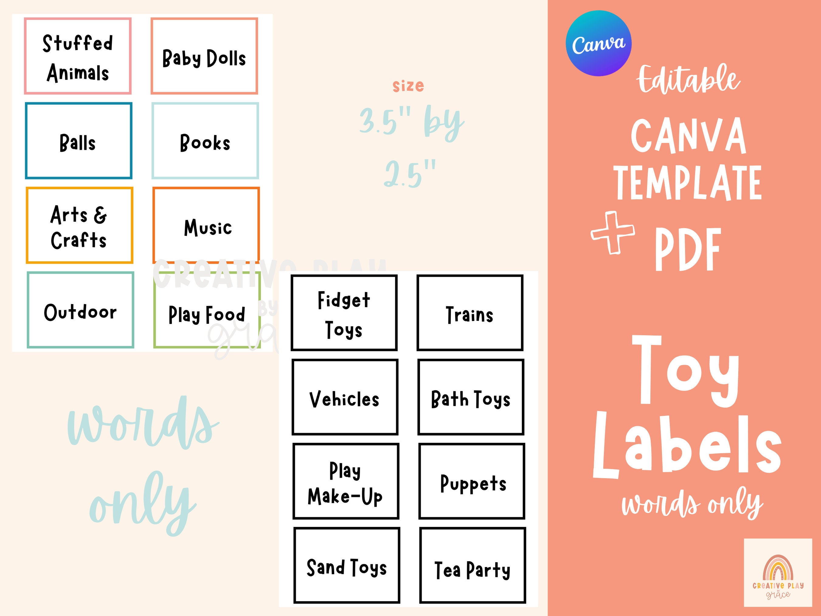 Toy Bin Labels for Easy Storage and Organization, Playroom Labels, Toy ...