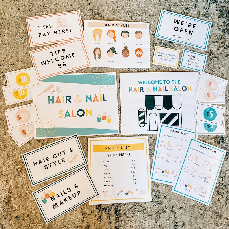 Hair & Nail Salon Dramatic Play, Pretend Play, Play Kit, Classroom ...