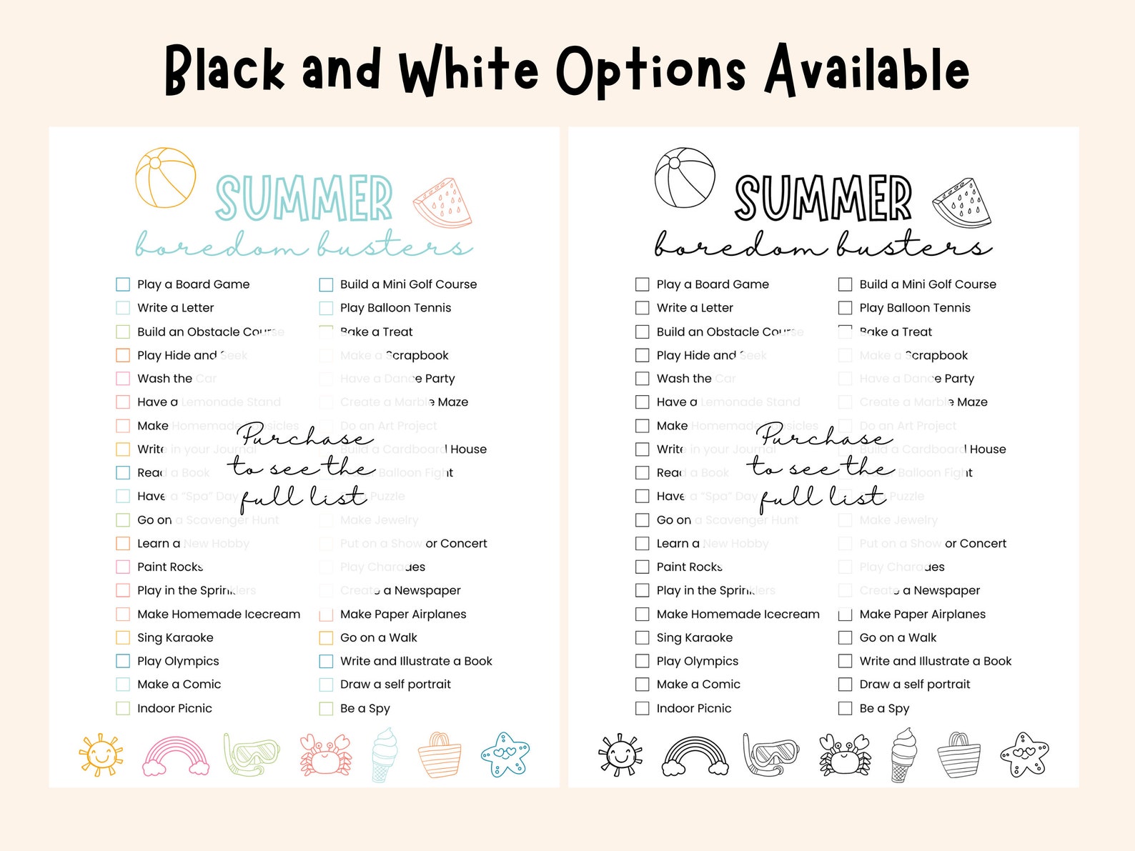 Printable Summer Boredom Busters Chart, I'm Bored Ideas, Bored Poster ...