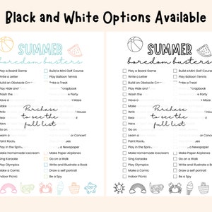 Printable Summer Boredom Busters Chart, I'm Bored Ideas, Bored Poster ...