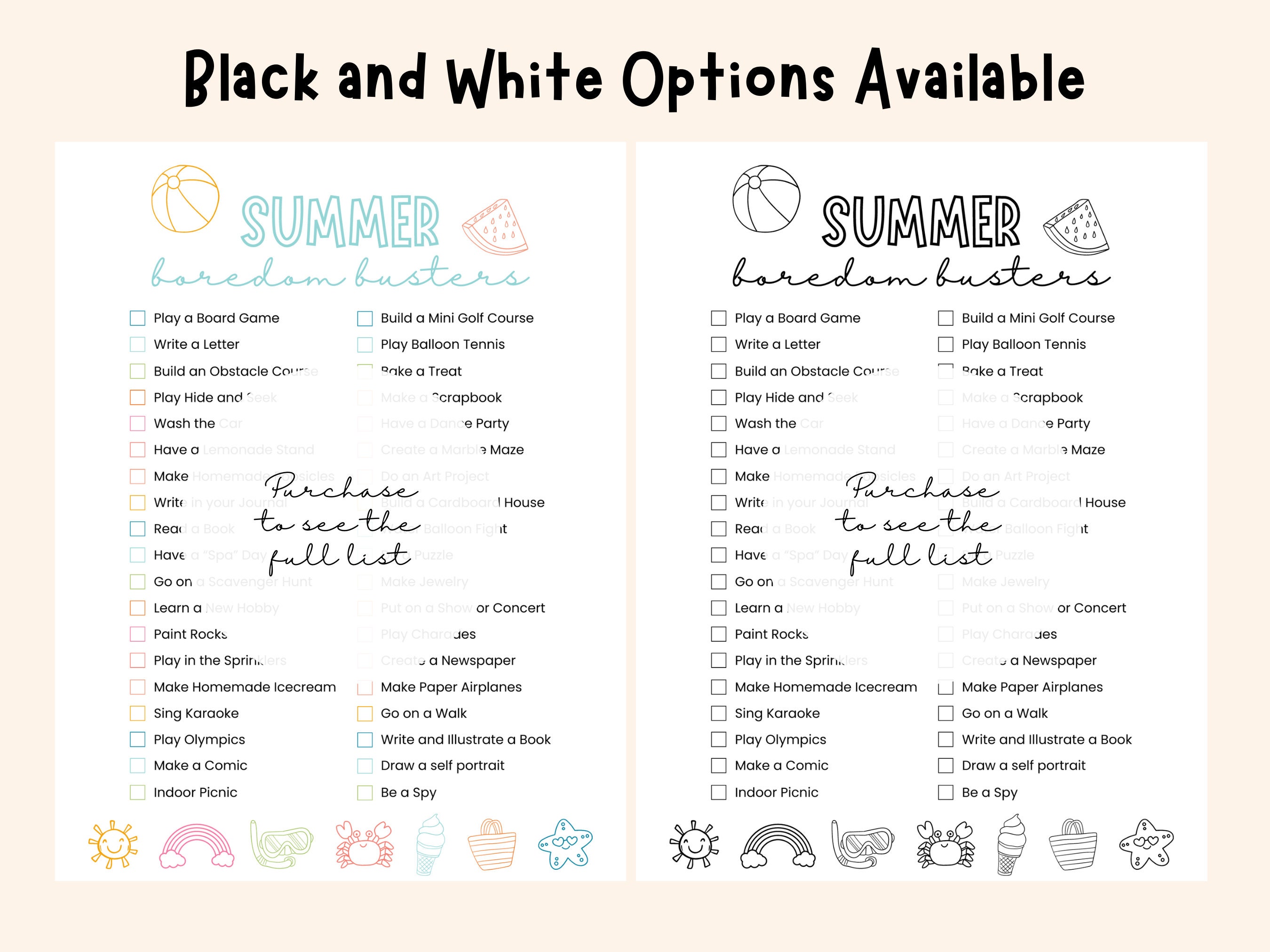Printable Summer Boredom Busters Chart, I'm Bored Ideas, Bored Poster ...