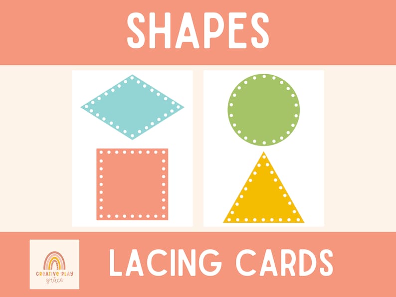 Shapes Lacing Cards | Lacing Cards | Tracing Cards | Yarn Lacing Cards ...