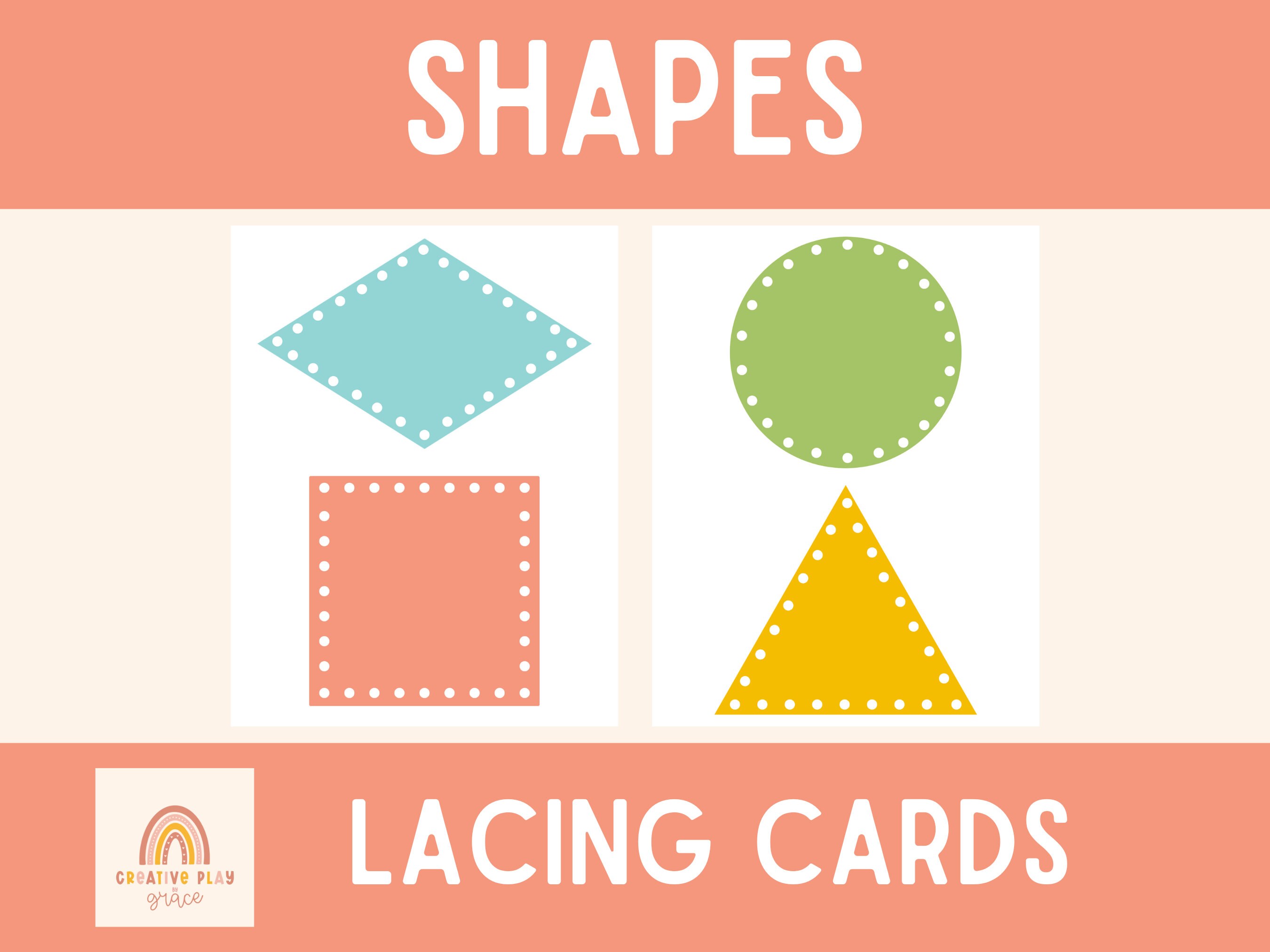 Shapes Lacing Cards | Lacing Cards | Tracing Cards | Yarn Lacing Cards ...