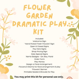 Flower Garden Dramatic Play, Pretend Play, Play Kit, Classroom Dramatic ...