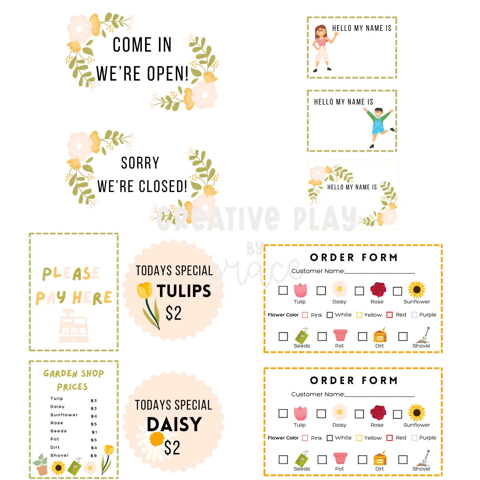 Flower Garden Dramatic Play, Pretend Play, Play Kit, Classroom Dramatic ...