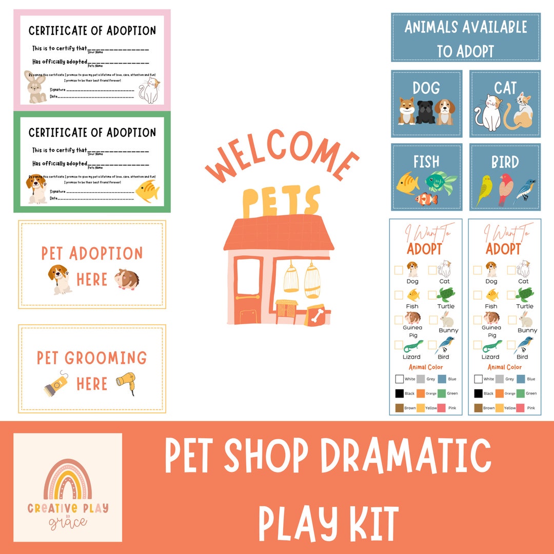 Pet Shop Dramatic Play Pretend Play Play Kit Classroom - Etsy