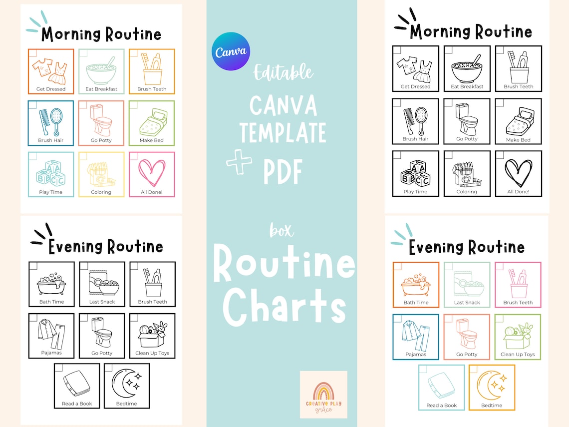 Simple Kids Editable Chore Chart, Routine Chart, Responsibilities, Kids ...