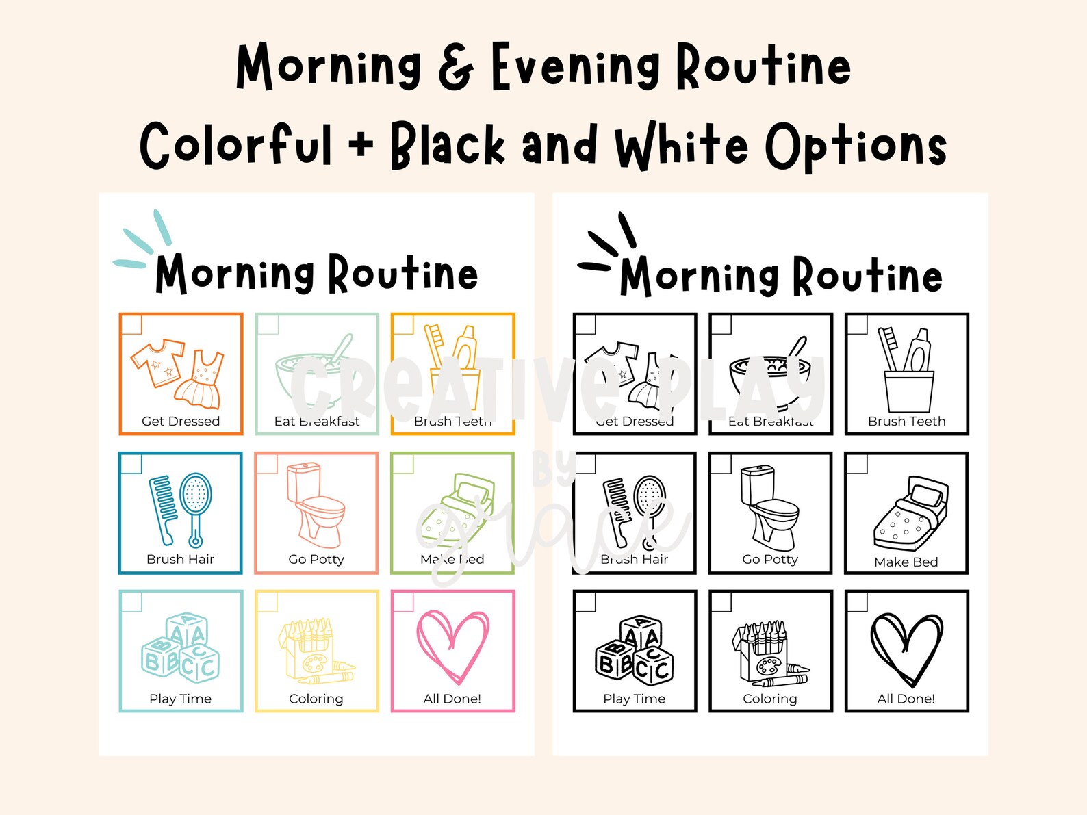 Simple Kids Editable Chore Chart, Routine Chart, Responsibilities, Kids ...
