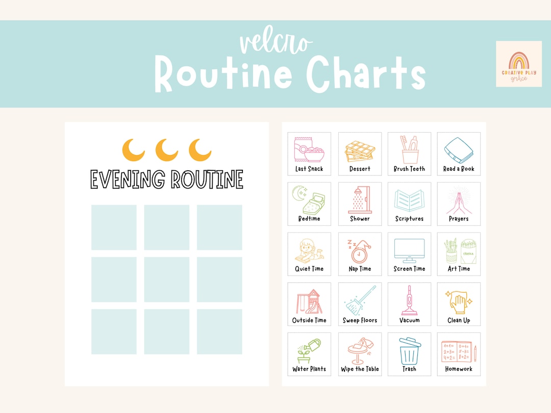 Kids Chore Chart, Velcro Routine Chart, Responsibilities, Kids Chart ...
