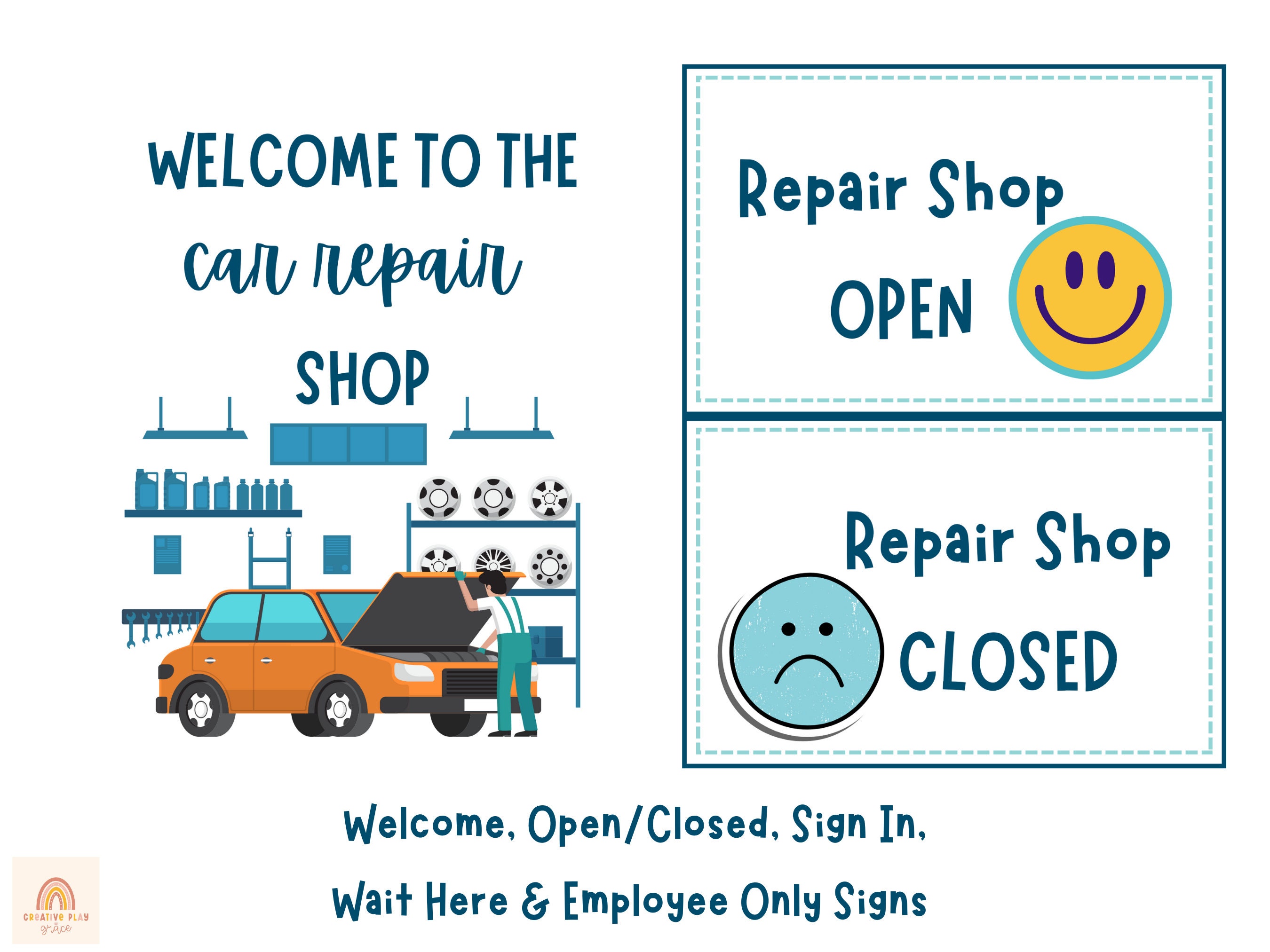 Mechanic Car Repair Shop Dramatic Play, Pretend Play, Play Kit ...