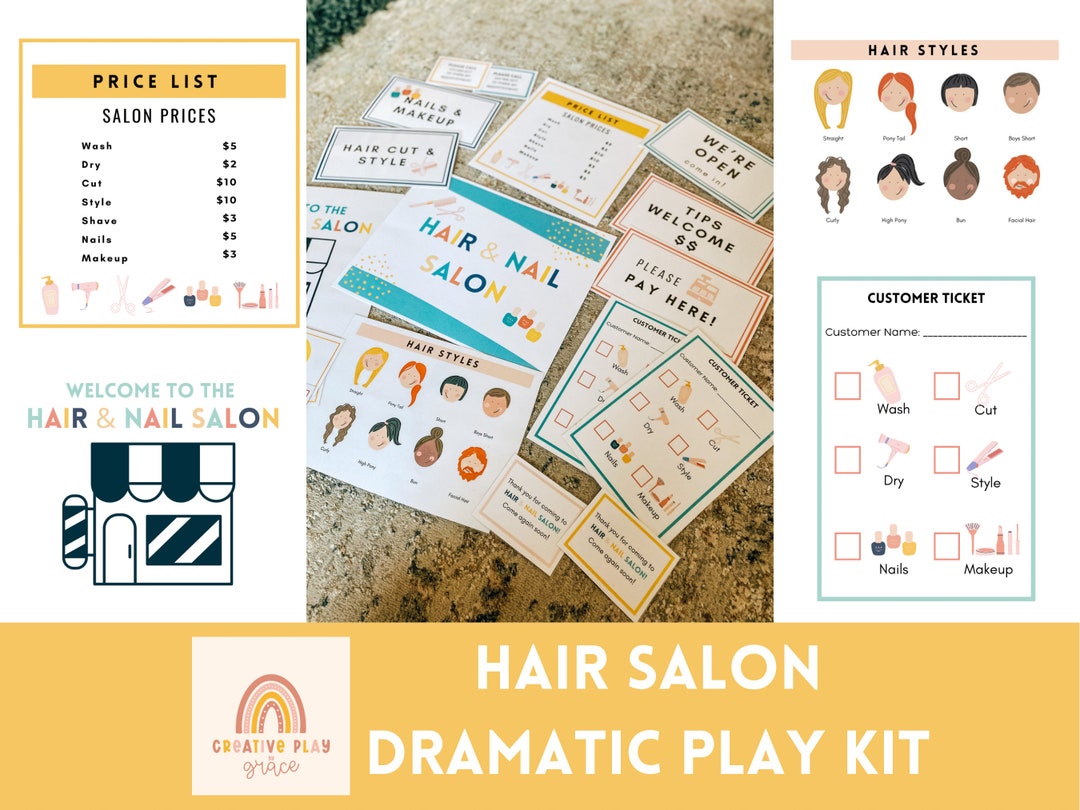 Hair & Nail Salon Dramatic Play, Pretend Play, Play Kit, Classroom ...