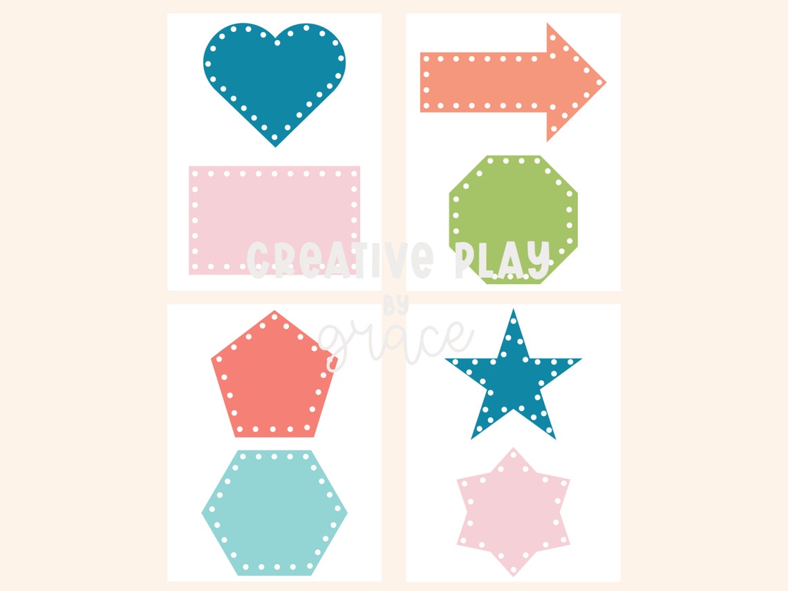 Shapes Lacing Cards | Lacing Cards | Tracing Cards | Yarn Lacing Cards ...