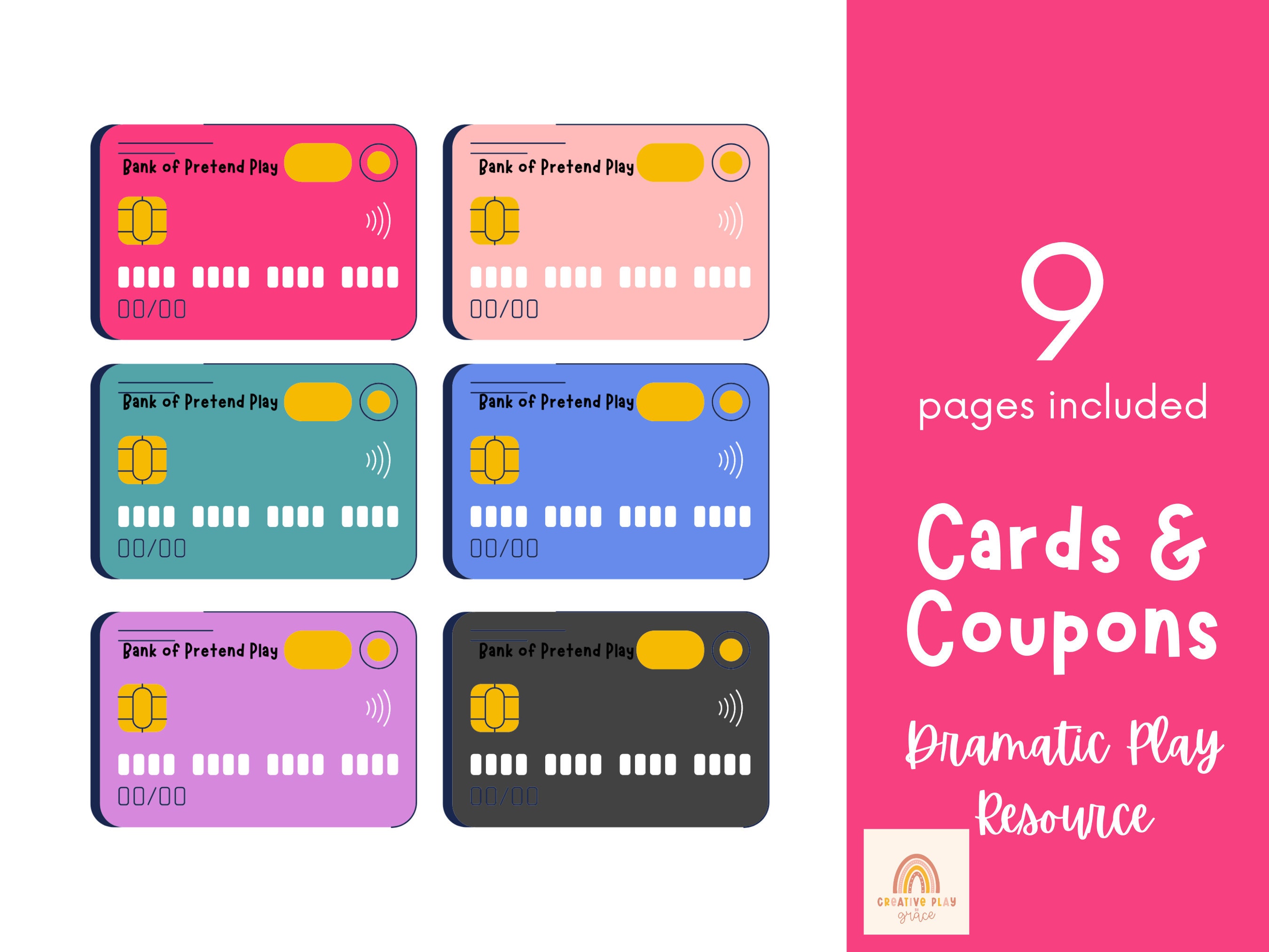 Pretend Play Bank Cards and Coupons Dramatic Play Resource, Pretend ...