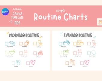 Simple Kids Editable Chore Chart, Routine Chart, Responsibilities, Kids ...