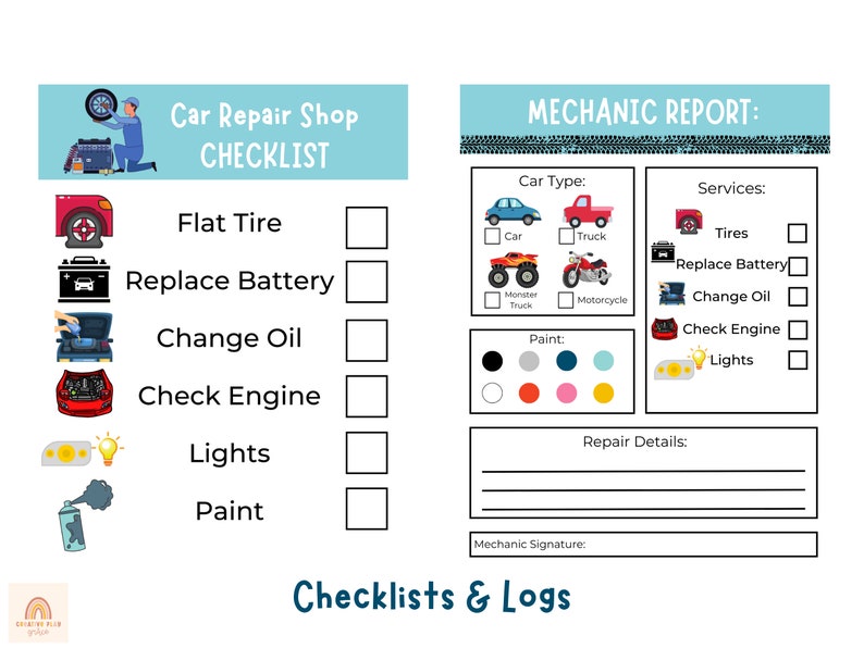 Mechanic Car Repair Shop Dramatic Play, Pretend Play, Play Kit ...