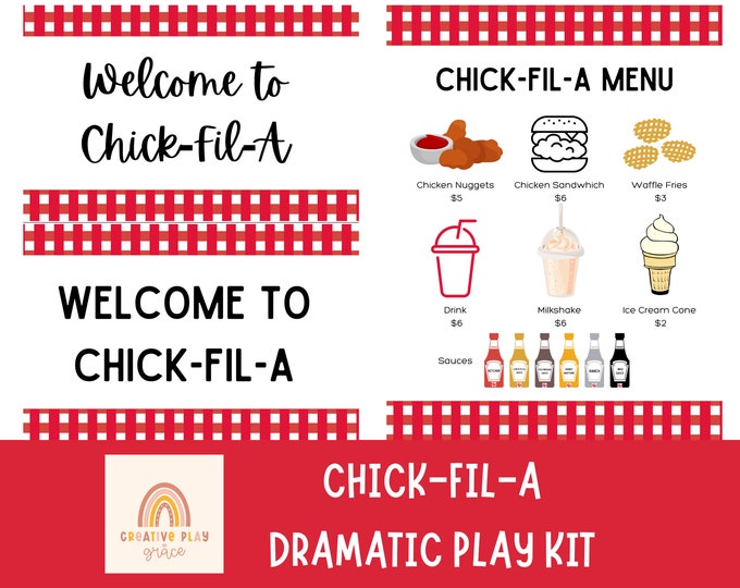 Chick-fil-a Dramatic Play, Pretend Play, Classroom Dramatic Play, Home ...