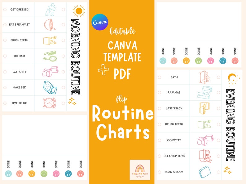 Kids Editable Chore Chart, Routine Chart, Responsibilities, Kids Flip ...