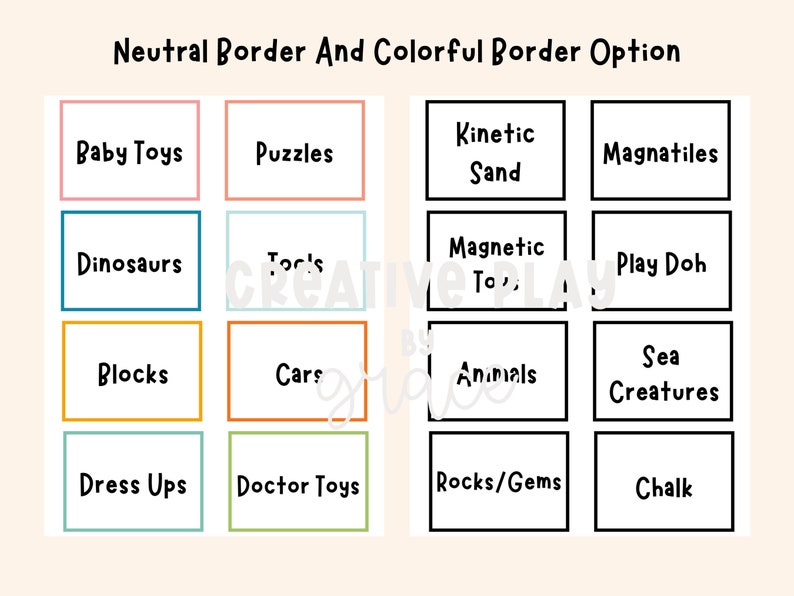 Toy Bin Labels for Easy Storage and Organization, Playroom Labels, Toy ...