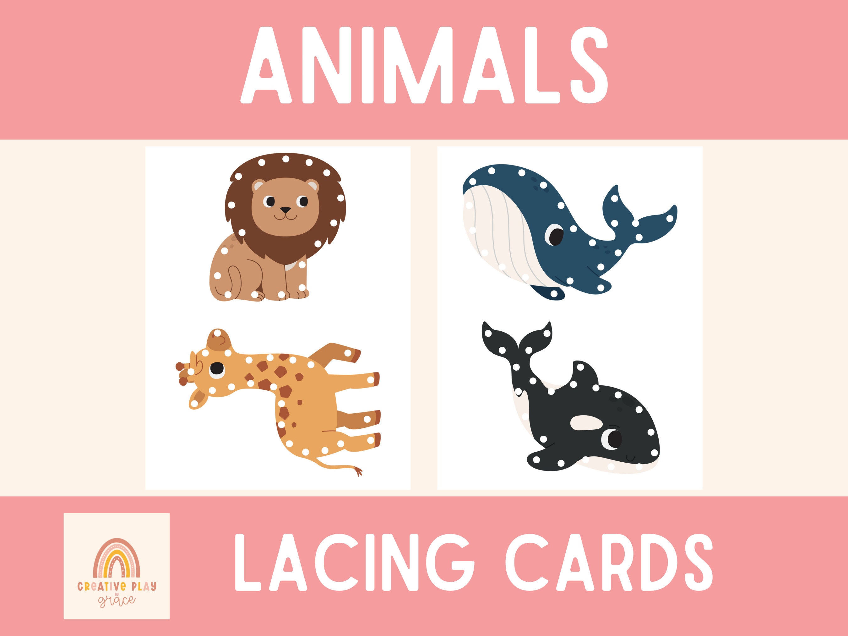 Animal Lacing Cards | Lacing Cards | Tracing Cards | Yarn Lacing Cards ...