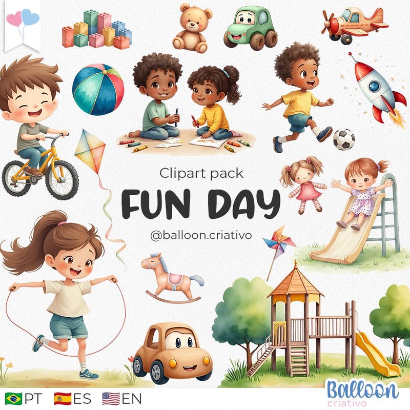 Toddlers Having Fun Clipart - Etsy