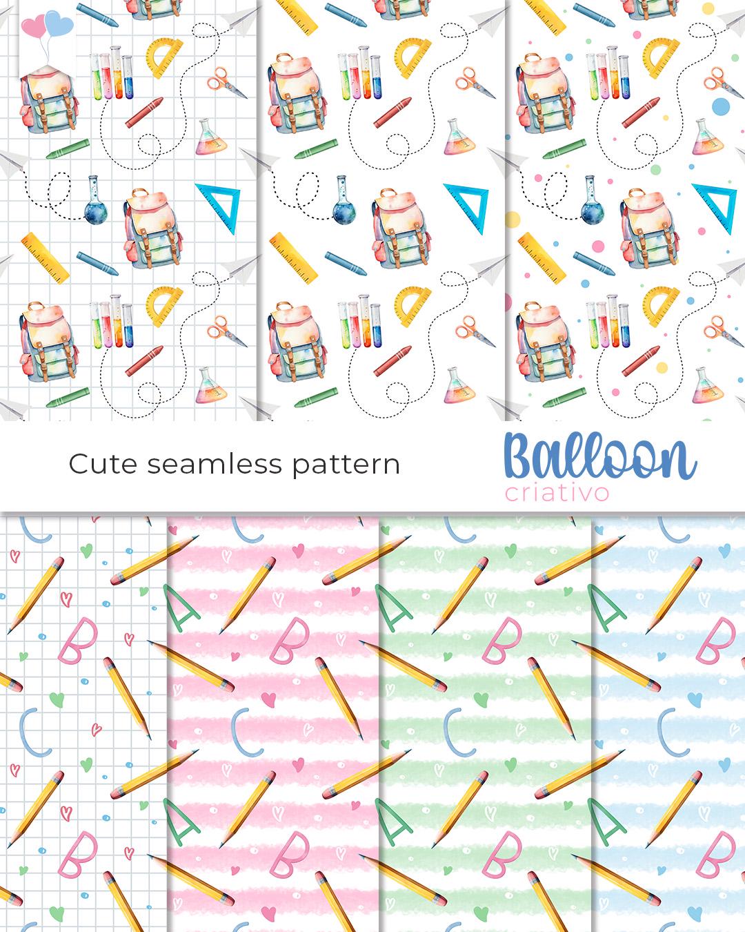 Happy School Clipart Pack, Digital Watercolor Illustration, Party ...