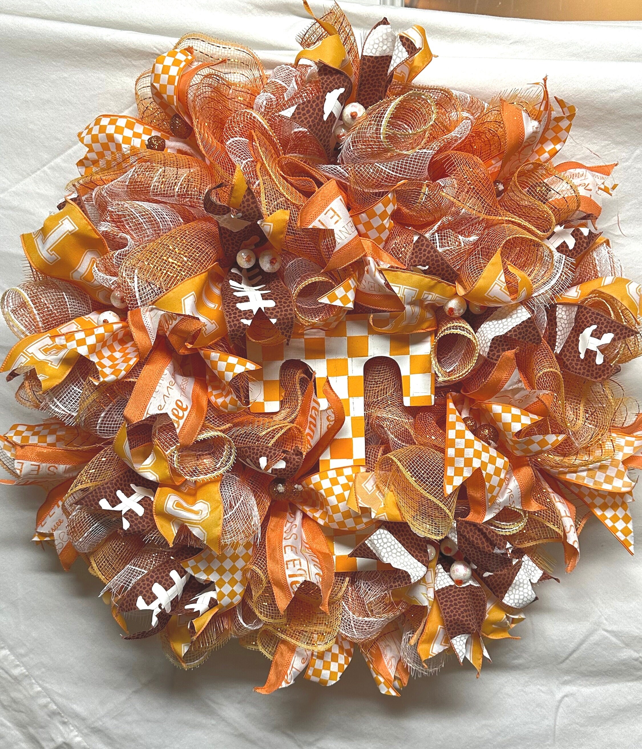 Tennessee Wreath, Made With Deco Mesh and Ribbons, Embellished With a ...