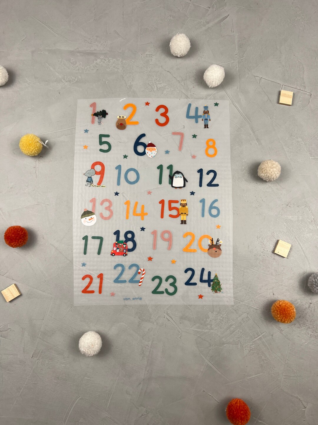 Iron-on Image Sheet Advent Calendar Numbers - Etsy