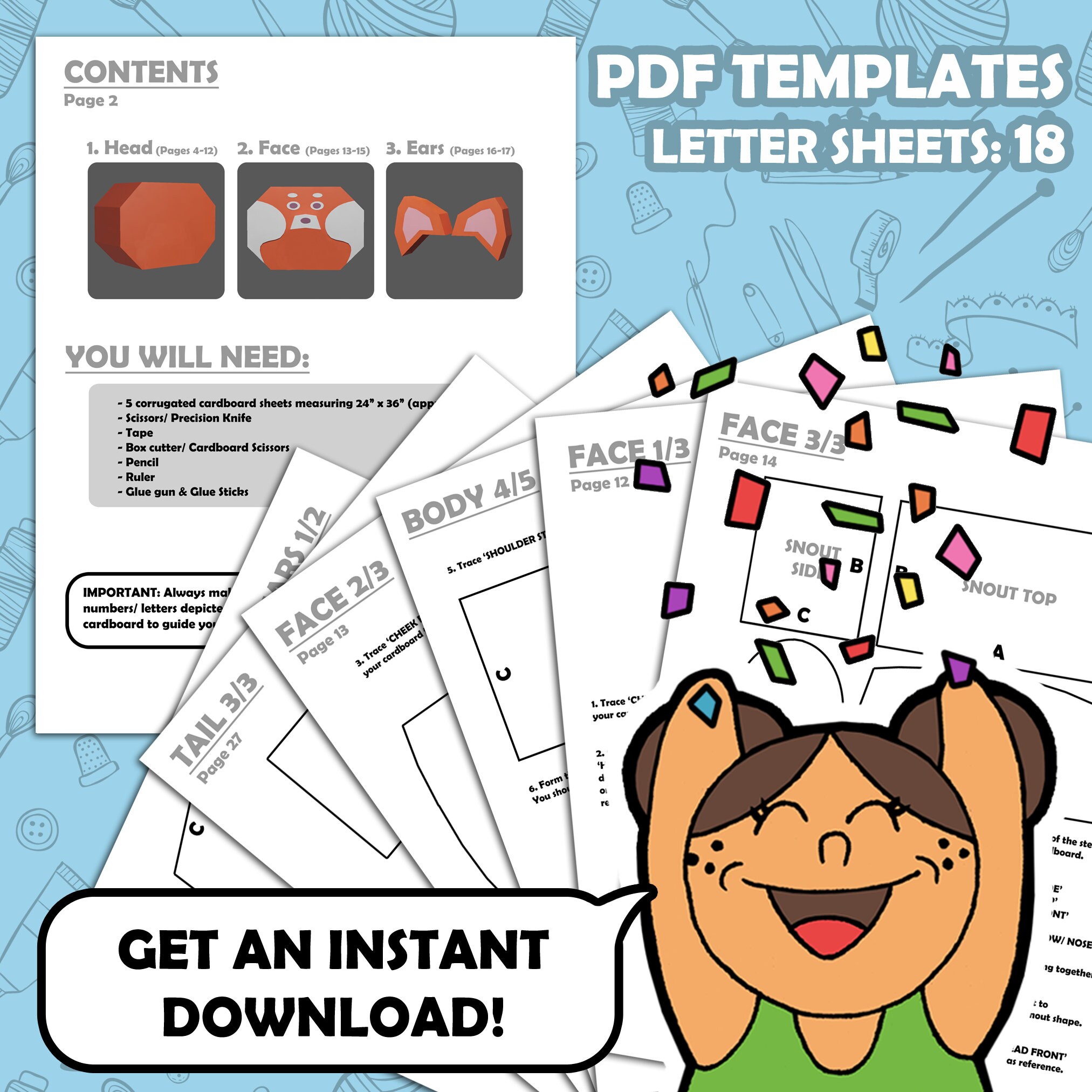 RED PANDA Cardboard Piñata Templates PDF D.I.Y Homemade - Etsy