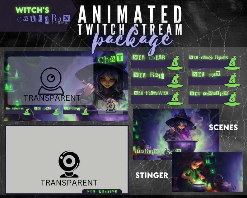 Witch's Cauldron Animated Twitch Streaming Package - Halloween Theme ...