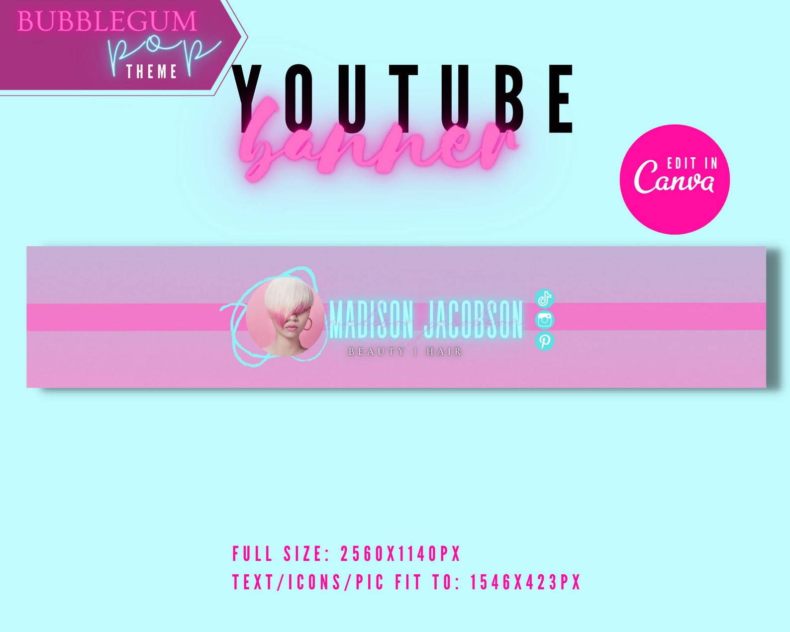 Pink YouTube Channel Kit Banner Intro Outro Thumbnail - Etsy México