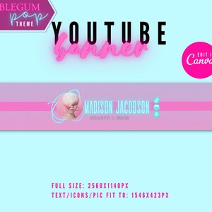 Pink Youtube Channel Kit - Banner, Intro, Outro, Thumbnail, End Card ...