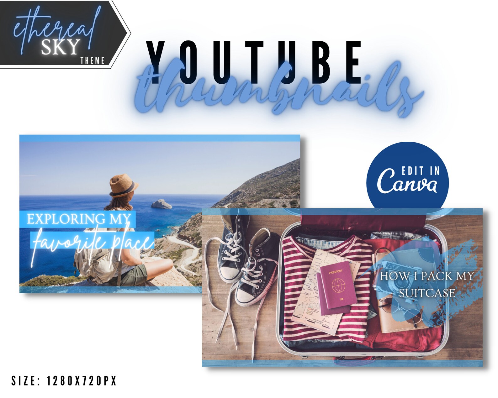 Blue Youtube Branding Kit Channel Art Intro and Outro - Etsy
