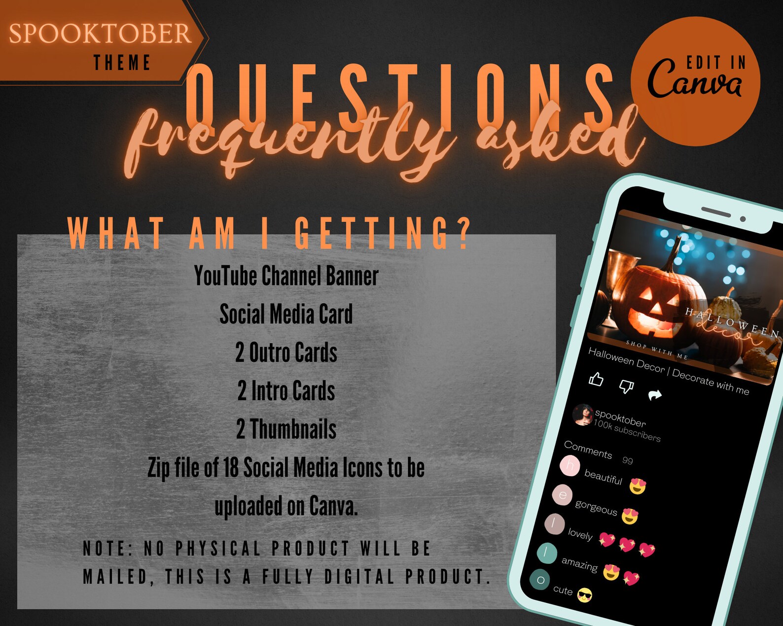 Youtube Channel Kit Spooktober Branding Kit With Banner - Etsy