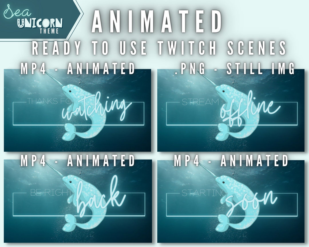 Animated Narwhal Twitch Streaming Scenes - Screen Pack - Starting Soon ...