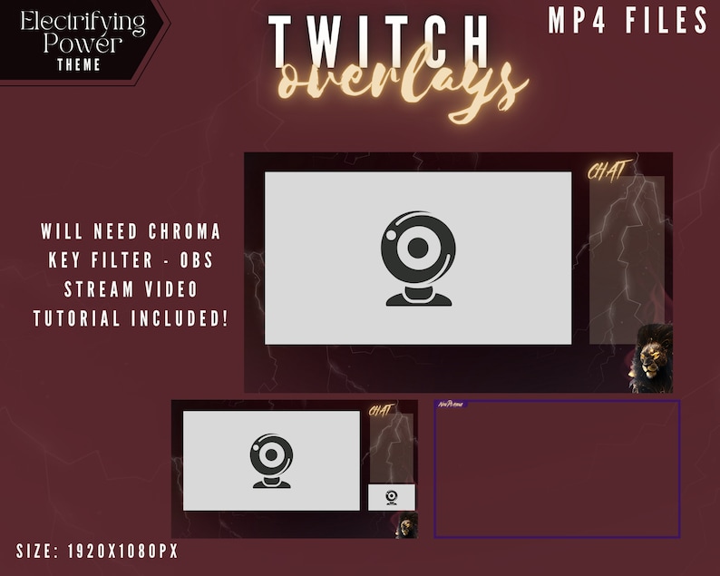 Black and Gold Lion Animated Twitch Streaming Package - Labels, Panels ...