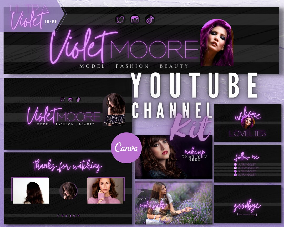 Youtube Channel Kit - Neon - Branding Kit With Banner, Intro, Outro ...