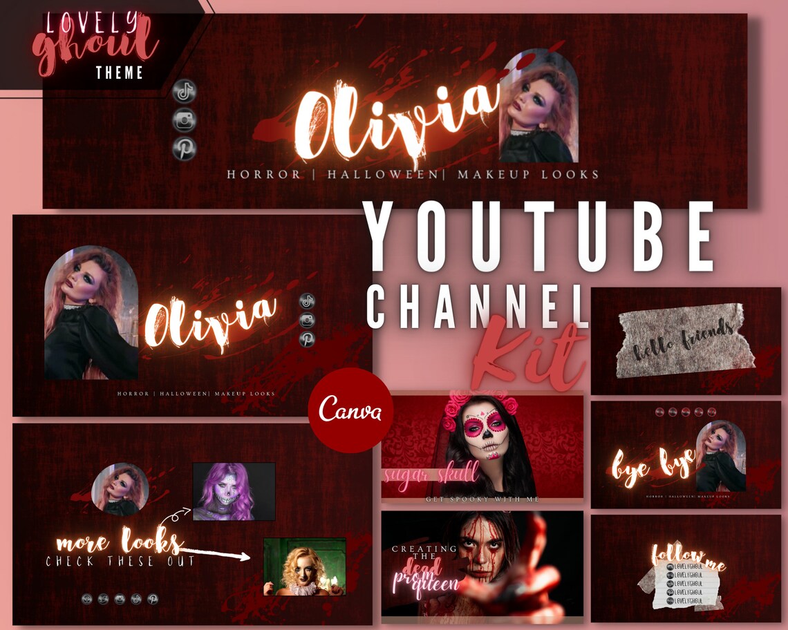 Youtube Intro Horror - Dark Theme Branding Channel Kit - Red, Goth ...