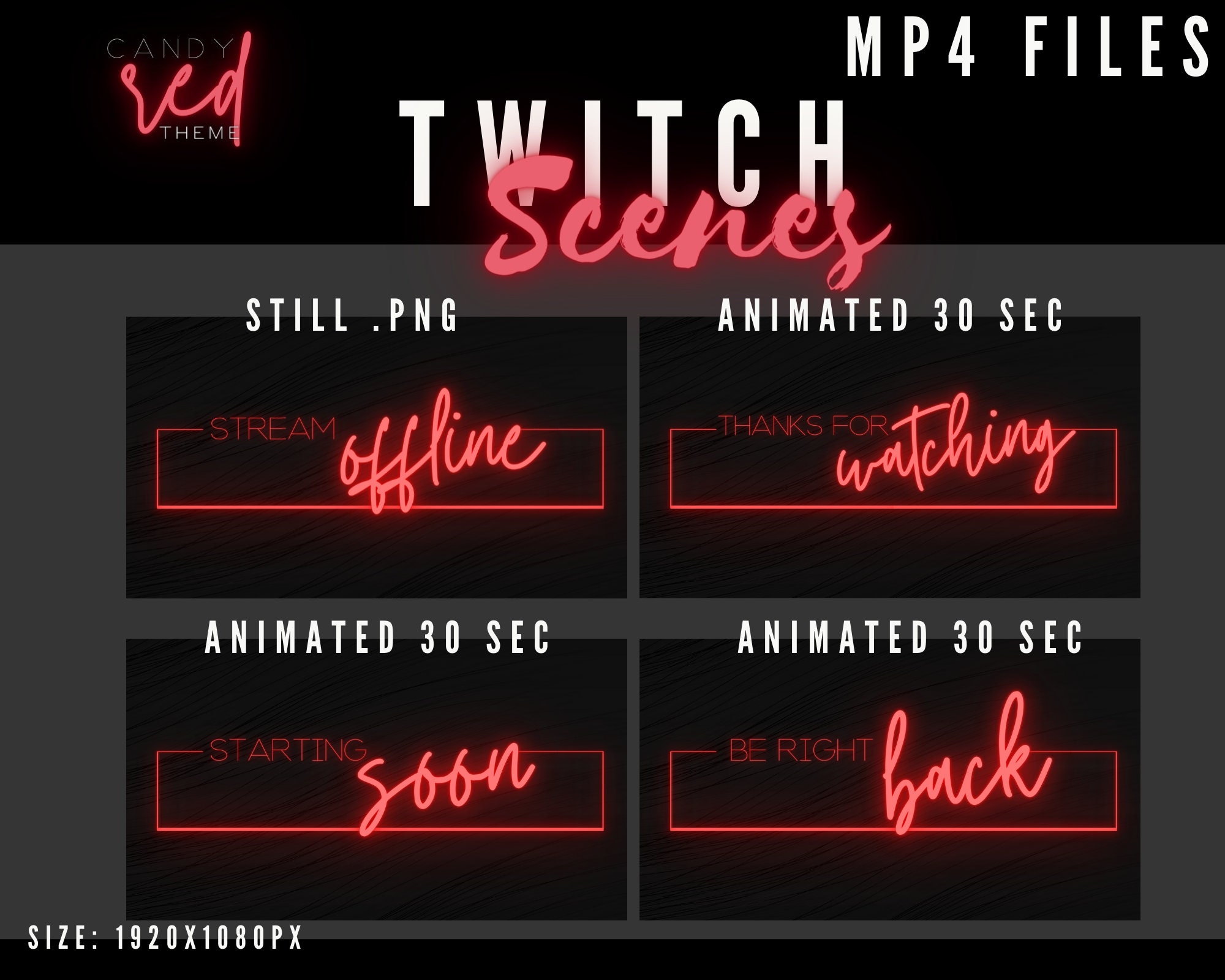 Neon Black & Red Animated Twitch Streaming Package - Labels, Panels ...