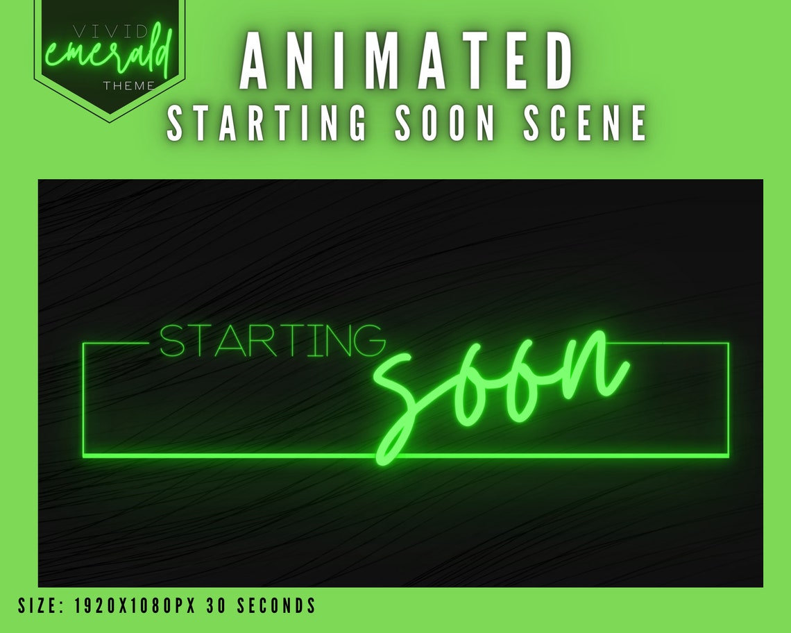 Animated Neon Green Twitch Streaming Scenes - Screen Pack - Starting ...