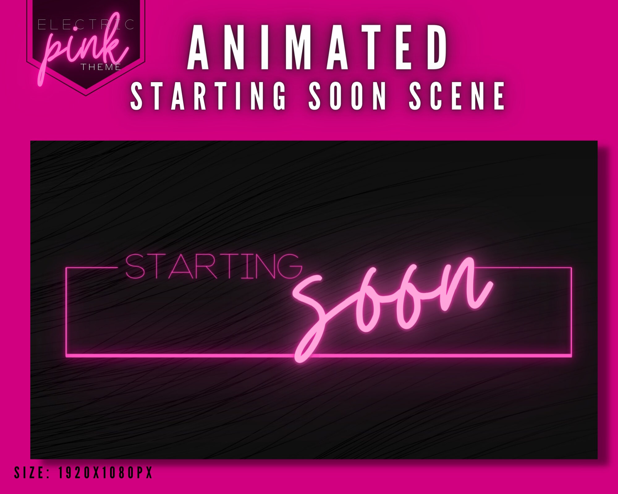 Animated Neon Pink Twitch Streaming Scenes - Screen Pack - Starting ...