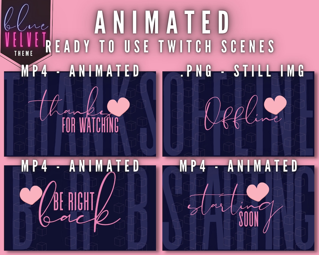 Animated Blue & Pink Twitch Streaming Scenes - Screen Pack - Starting ...