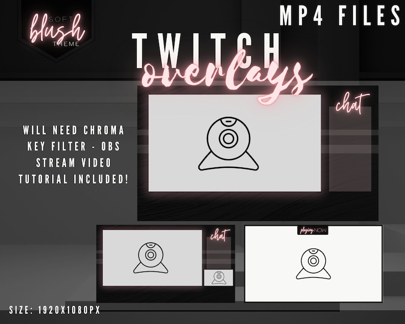Soft Blush Neon Light Animated Twitch Streaming Package - Labels ...