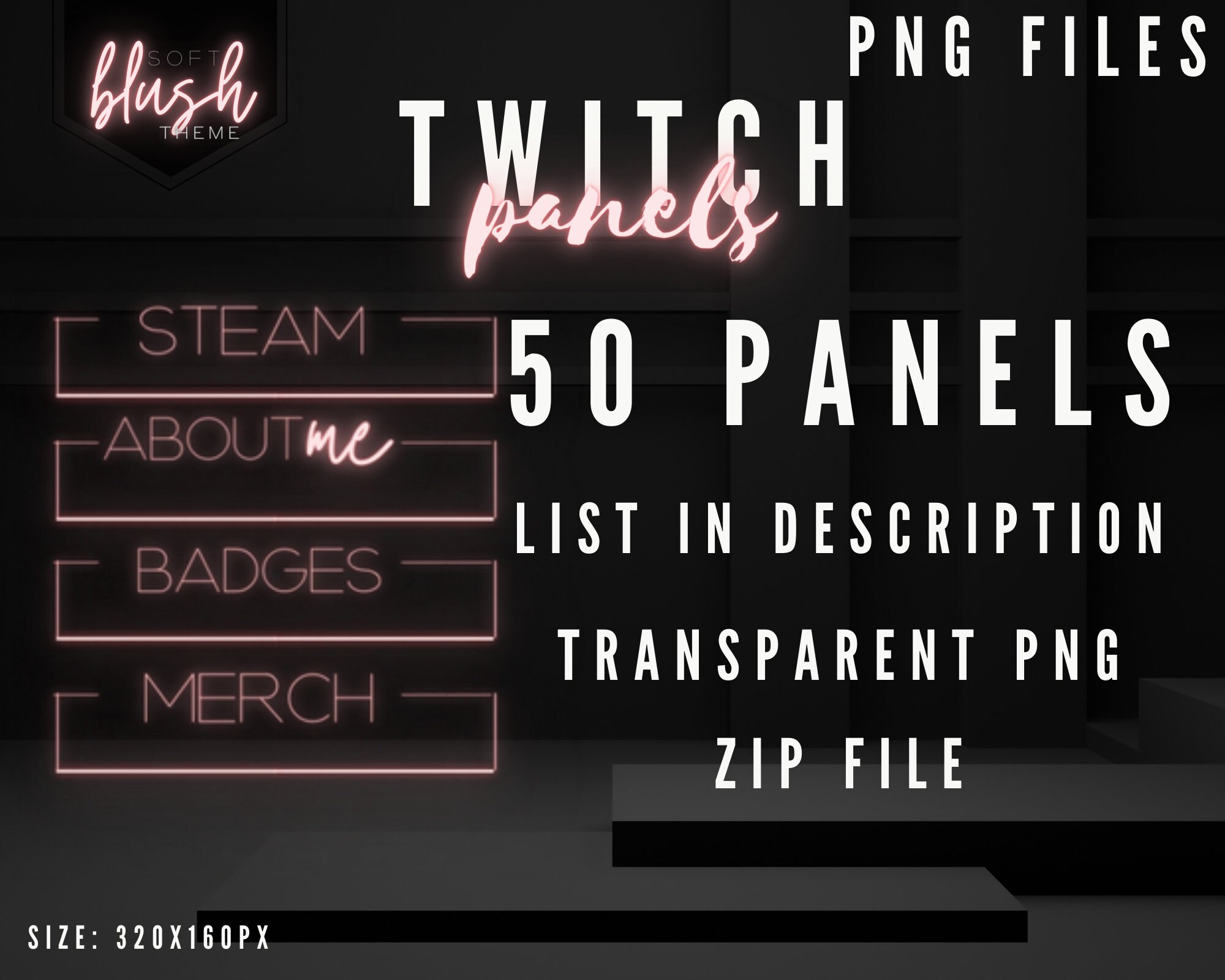 Soft Blush Neon Light Animated Twitch Streaming Package - Labels ...