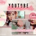 Pastel Youtube Channel Branding Kit ASMR Pink Video Graphics ...
