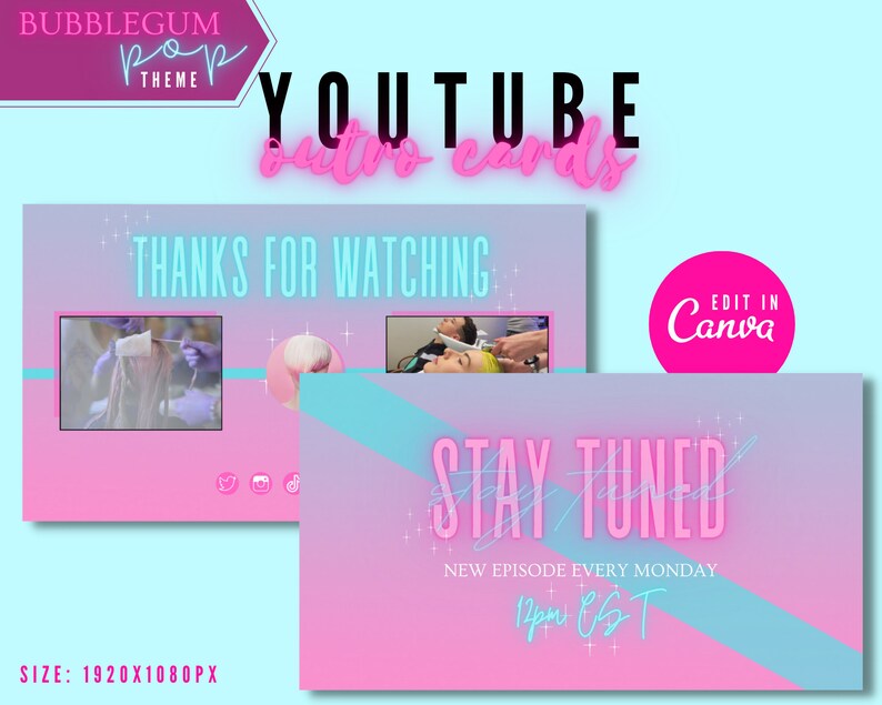 Pink Youtube Channel Kit Banner Intro Outro Thumbnail - Etsy