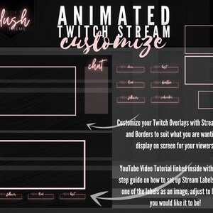 Soft Blush Neon Light Animated Twitch Streaming Package - Labels, Panels, Starting Soon, BRB ...