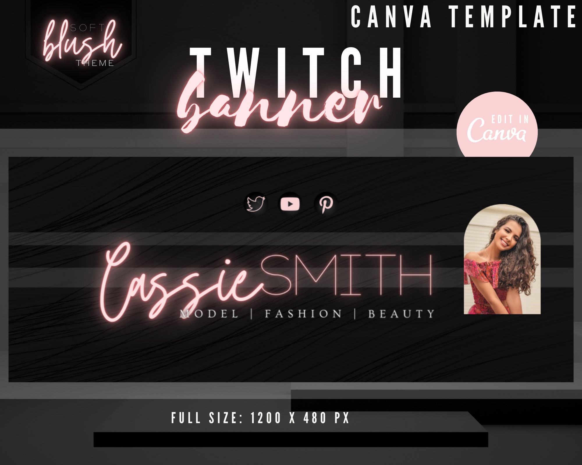 Soft Blush Neon Light Animated Twitch Streaming Package - Labels ...