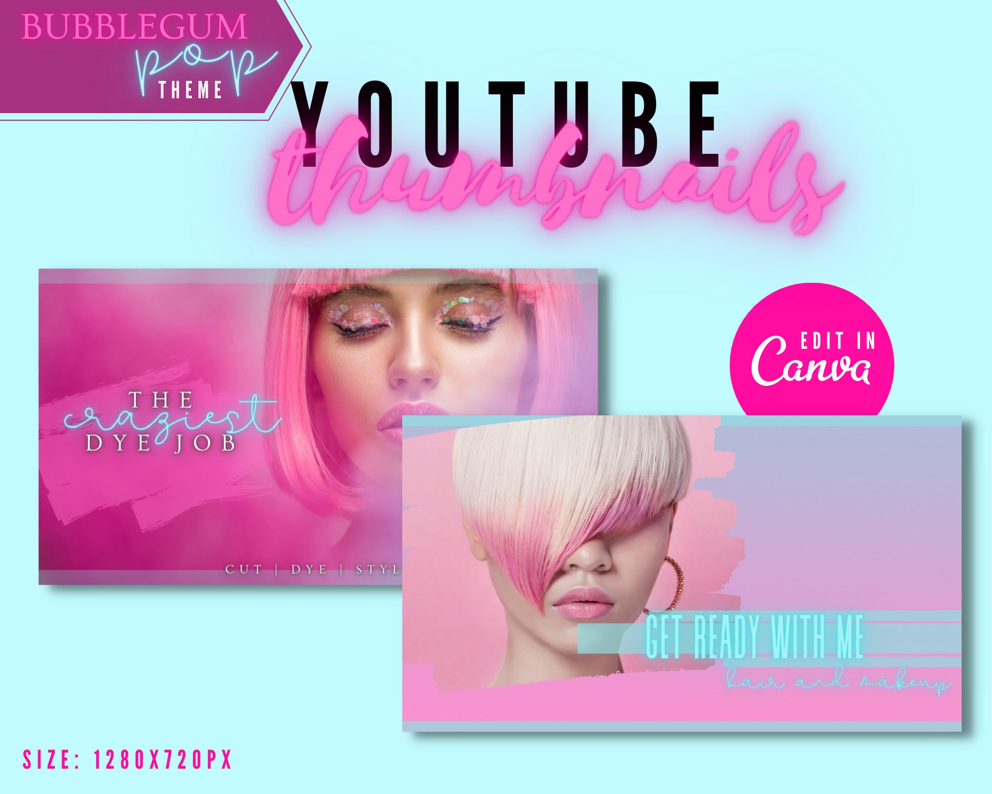Pink Youtube Channel Kit Banner Intro Outro Thumbnail - Etsy