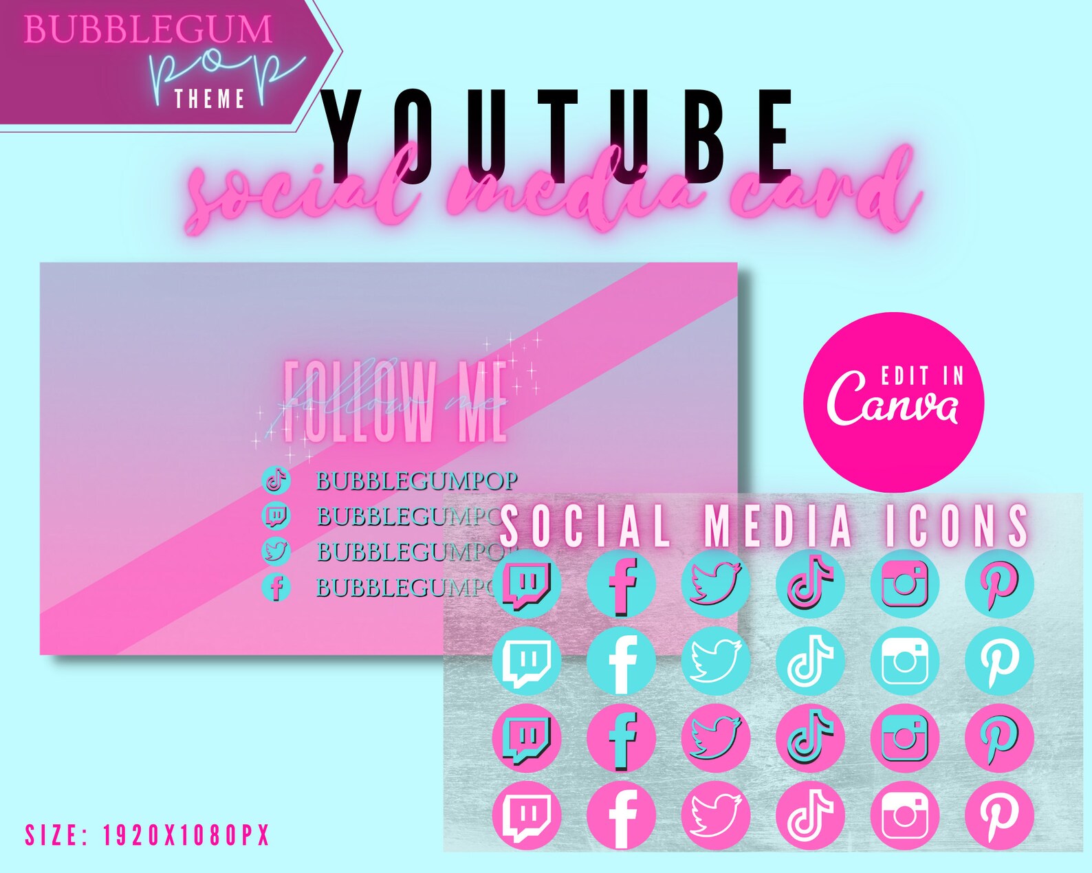 Pink Youtube Channel Kit Banner Intro Outro Thumbnail - Etsy