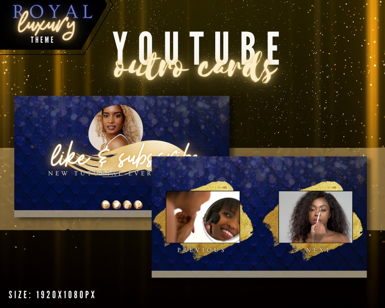 Blue Fashion Canva Youtube Branding Kit Template Gold Vlog - Etsy